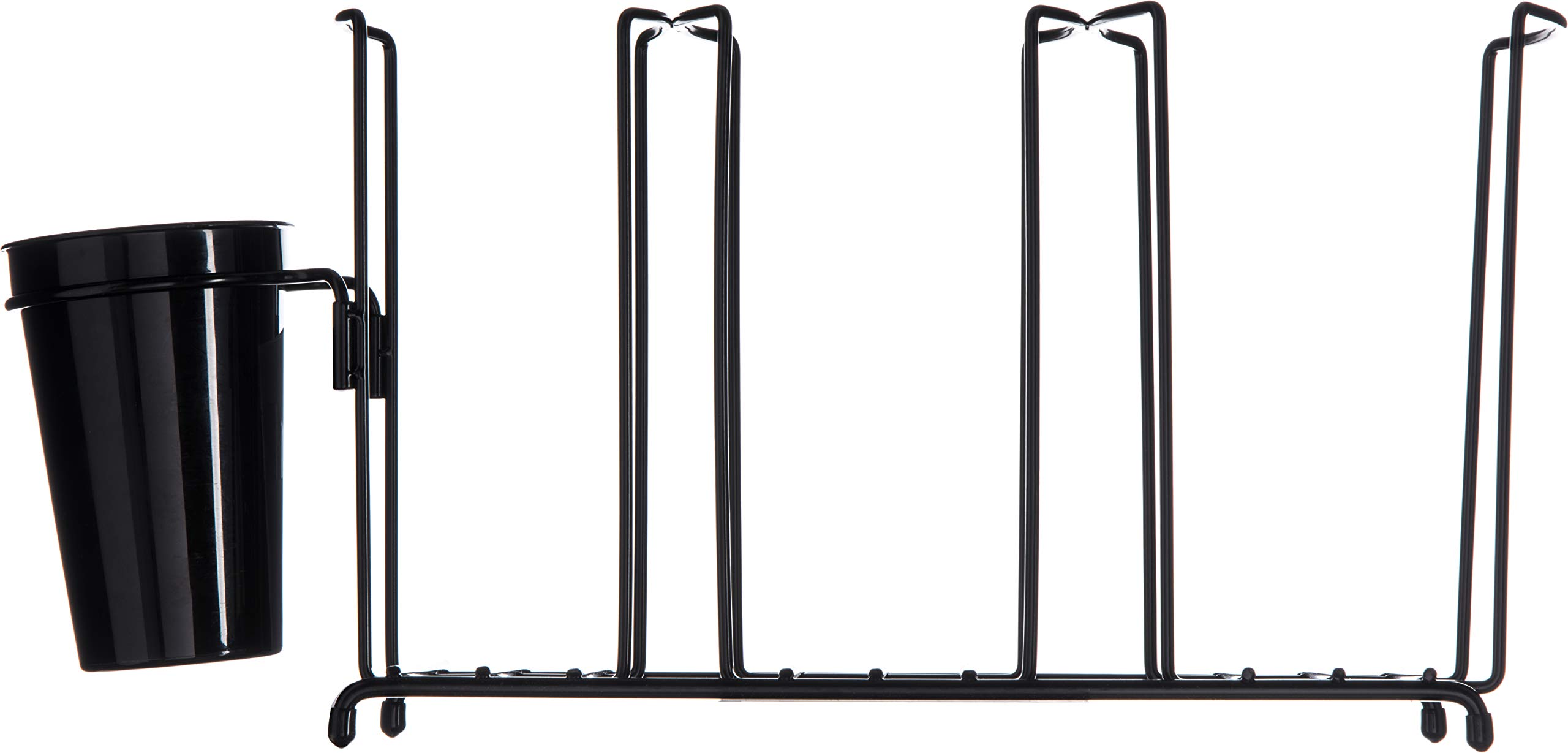 San Jamar C8005WFS Steel Cup and Lid Wire Organizer with Caddy and 5 Stacks, Black