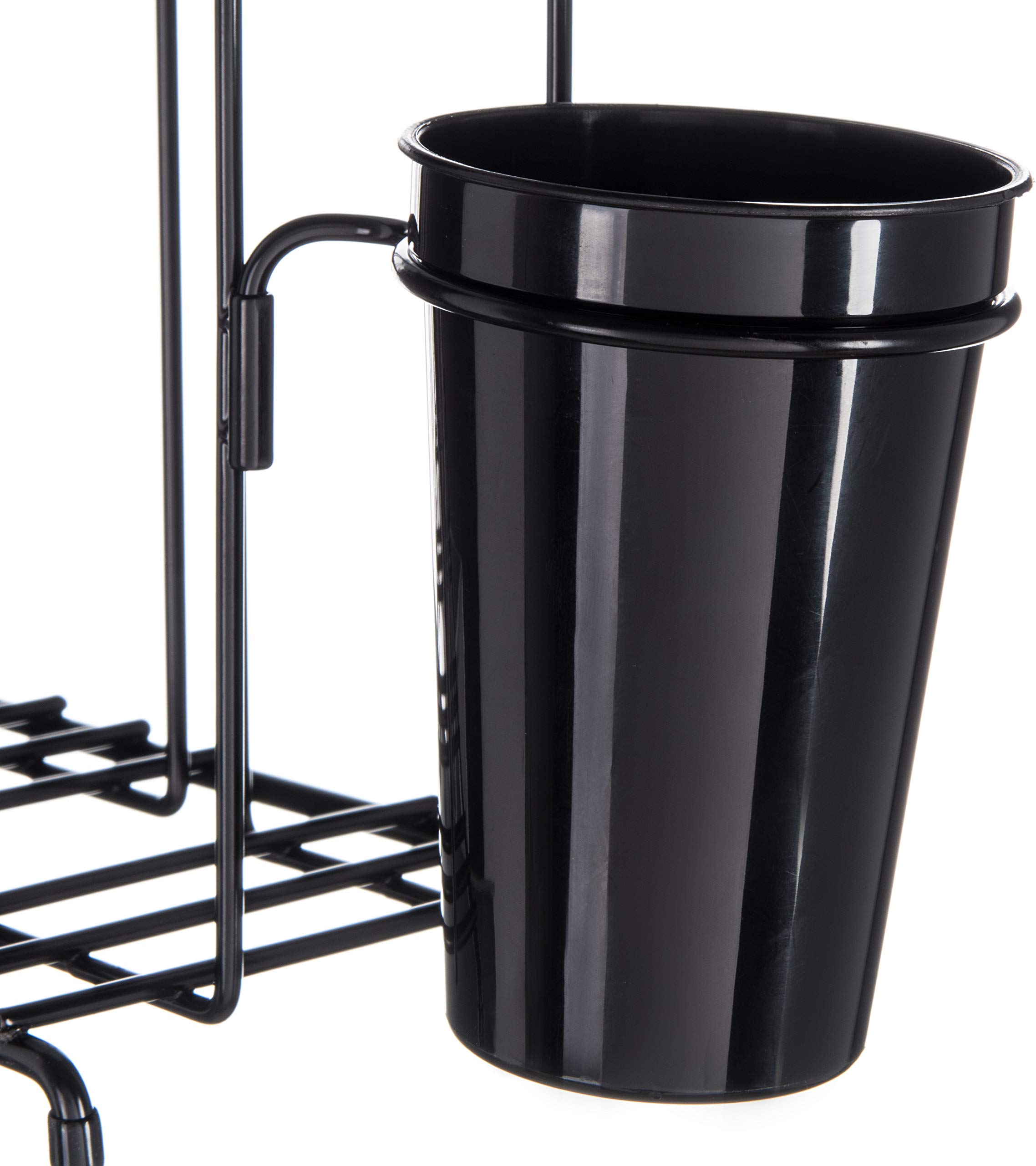 San Jamar C8005WFS Steel Cup and Lid Wire Organizer with Caddy and 5 Stacks, Black