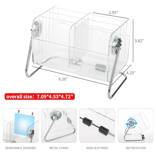 Yesesion Acrylic Remote Control Holder, Clear TV Remote Caddy for Bedside Table, Desk Storage Organizer with Removable Dividers for Marker Pen and Pencils, Home Office Supplies, Phone, Eyeglasses
