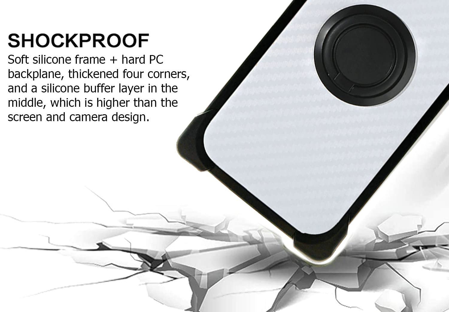 Case for Moto Thinkphone Case Compatible with Motorola Thinkphone Phone Case PC backplane + Silicone Soft Frame Cover [360 Metal Ring, Magnetic Car Mount] CSKB-HEI