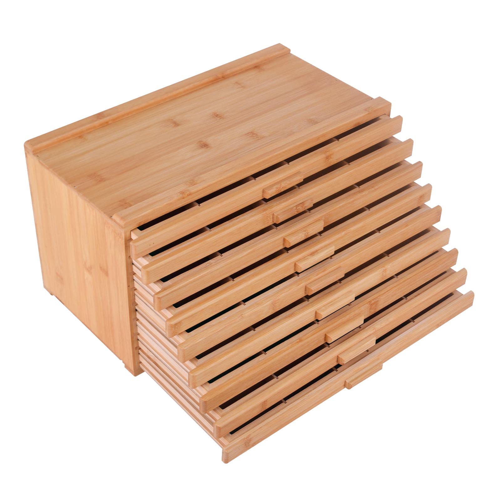 Vencer 9 Drawer Large Capacity Bamboo-Wood Artist Supply Storage Box with Separate Compartments,Pencils,Pen,Brushes and Tools for Designed Storage Art Materials