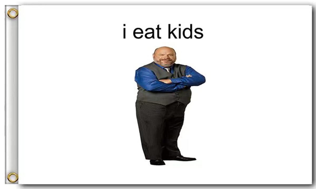 DEIMUGL I Eat Kids Funny Flag 3x5 Feet Man Cave Wall Flag Meme Tapestry for College Dorm Room, Frat, Outdoor, Parties, Gift, Tailgates