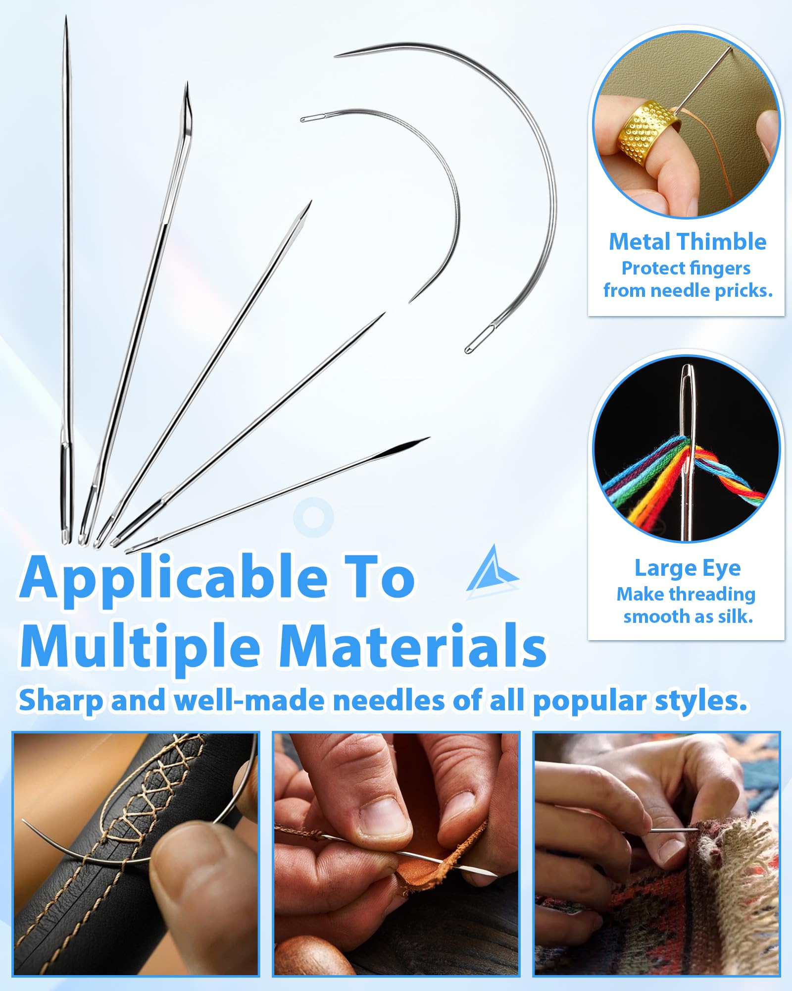 PLANTIONAL Upholstery Repair Sewing Kit: 47 Pieces Heavy Duty Sewing Kit with Sewing Awl, Seam Ripper, Leather Hand Sewing Stitching Needles, Sewing Thread for Car, Sofa, Backpack, Shoe, Craft DIY