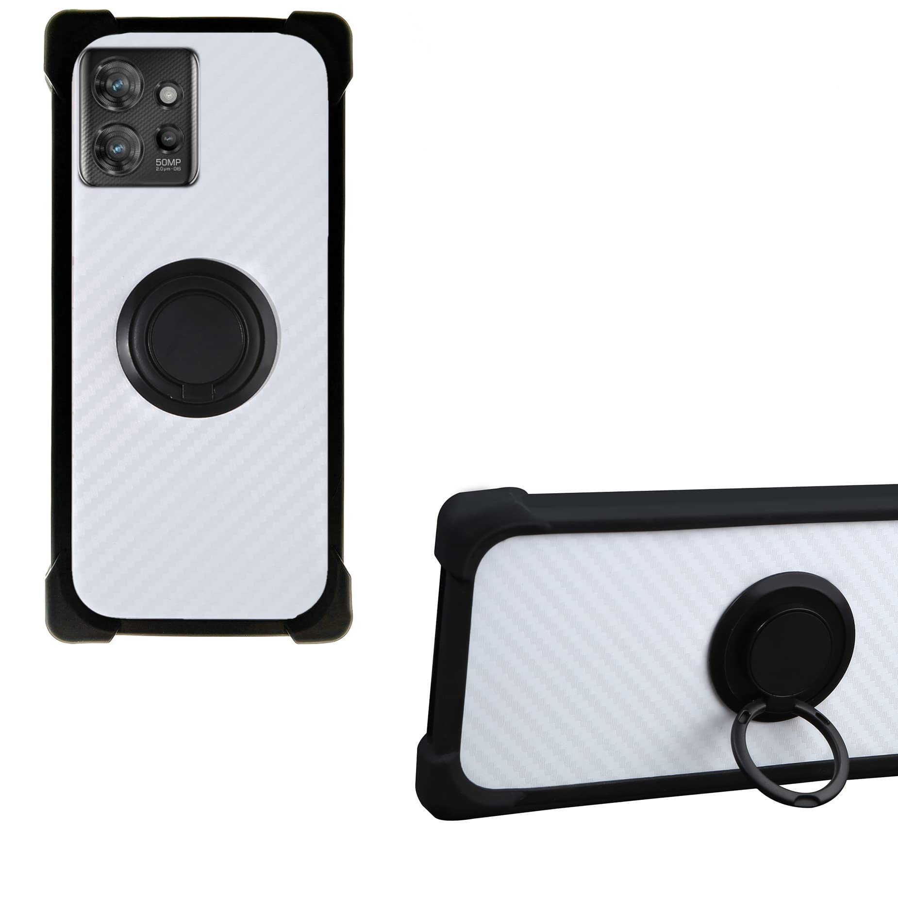 Case for Moto Thinkphone Case Compatible with Motorola Thinkphone Phone Case PC backplane + Silicone Soft Frame Cover [360 Metal Ring, Magnetic Car Mount] CSKB-HEI