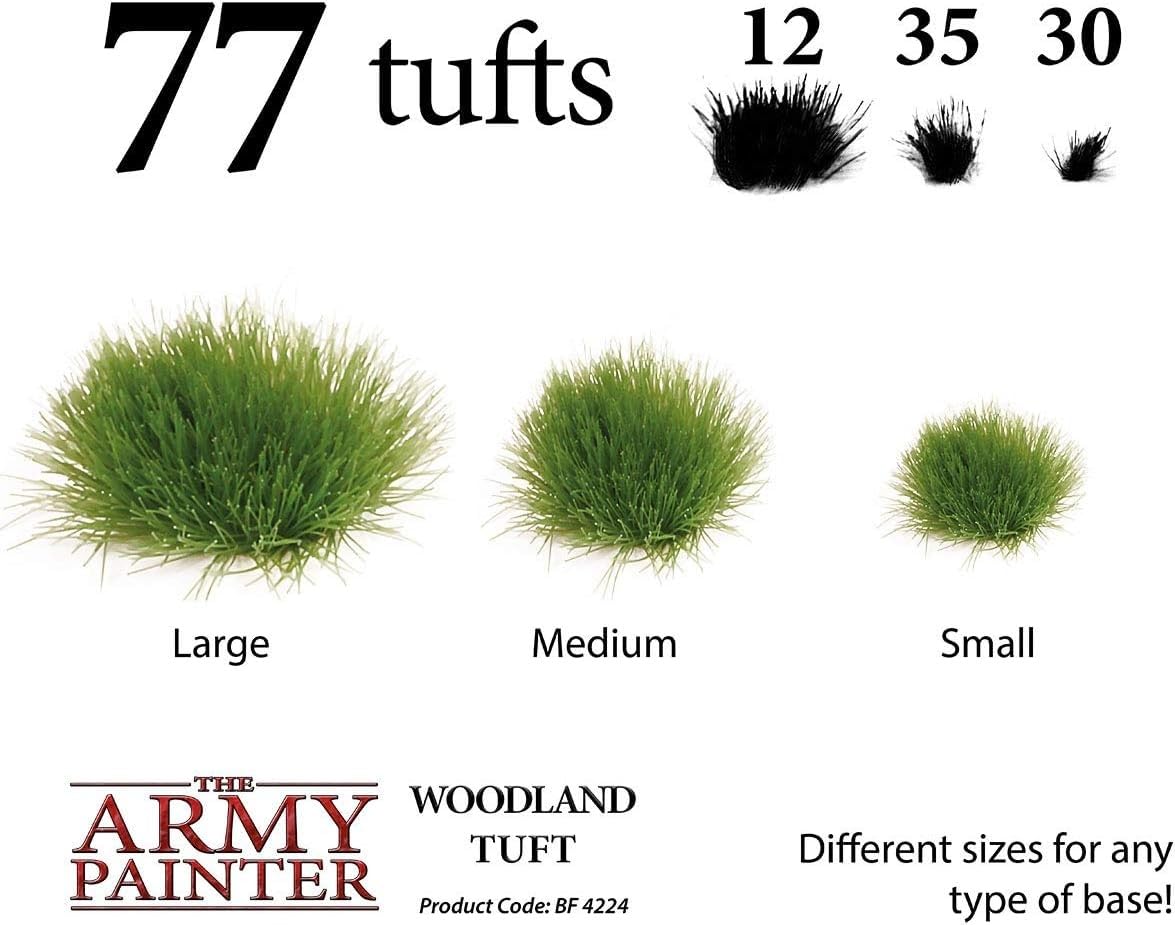 The Army Painter - Battlefield Tufts - Terrain Model Kit for Miniature Bases and Dioramas - Woodland Tuft - 77 Pcs 3, Sizes