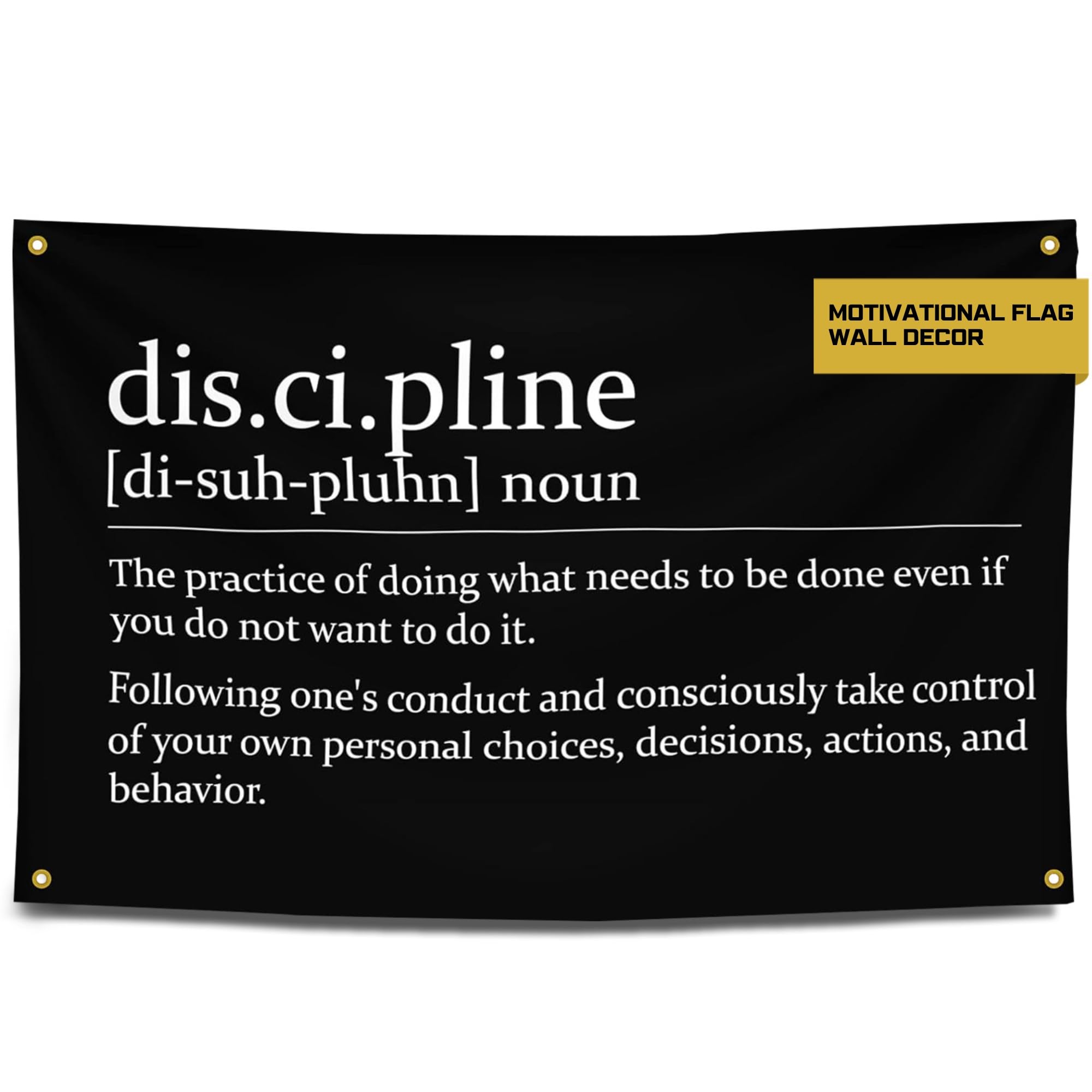 Gold Trident Discipline Motivational Gym Banner - Inspire Your Workout with this Banner - Perfect Fitness Wall Decor for Gym, Dorm - Stay Motivated with Cool Motivation Art - 3x5 Feet