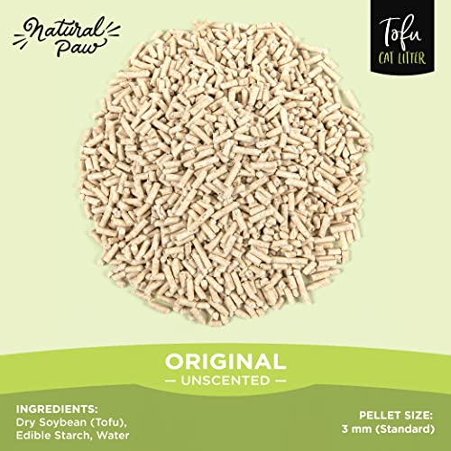Natural Paw Tofu Cat Litter Lightweight Case of 4, Natural Odor Control Kitty Litter, 99.9% Dust Free, Fast Clumping Multi-Cat, Fast Acting Super Absorbing, Silica Free, Flushable, Unscented 18 Lb