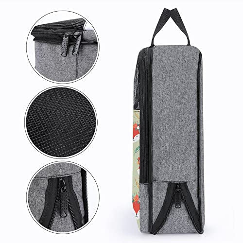 Frcavbin Foxes Heads With Flower Crown Travel Shoe Bag Shoes Carrier with Handle and Zipper Foldable Shoe Puches Organizer for Home storage School starts
