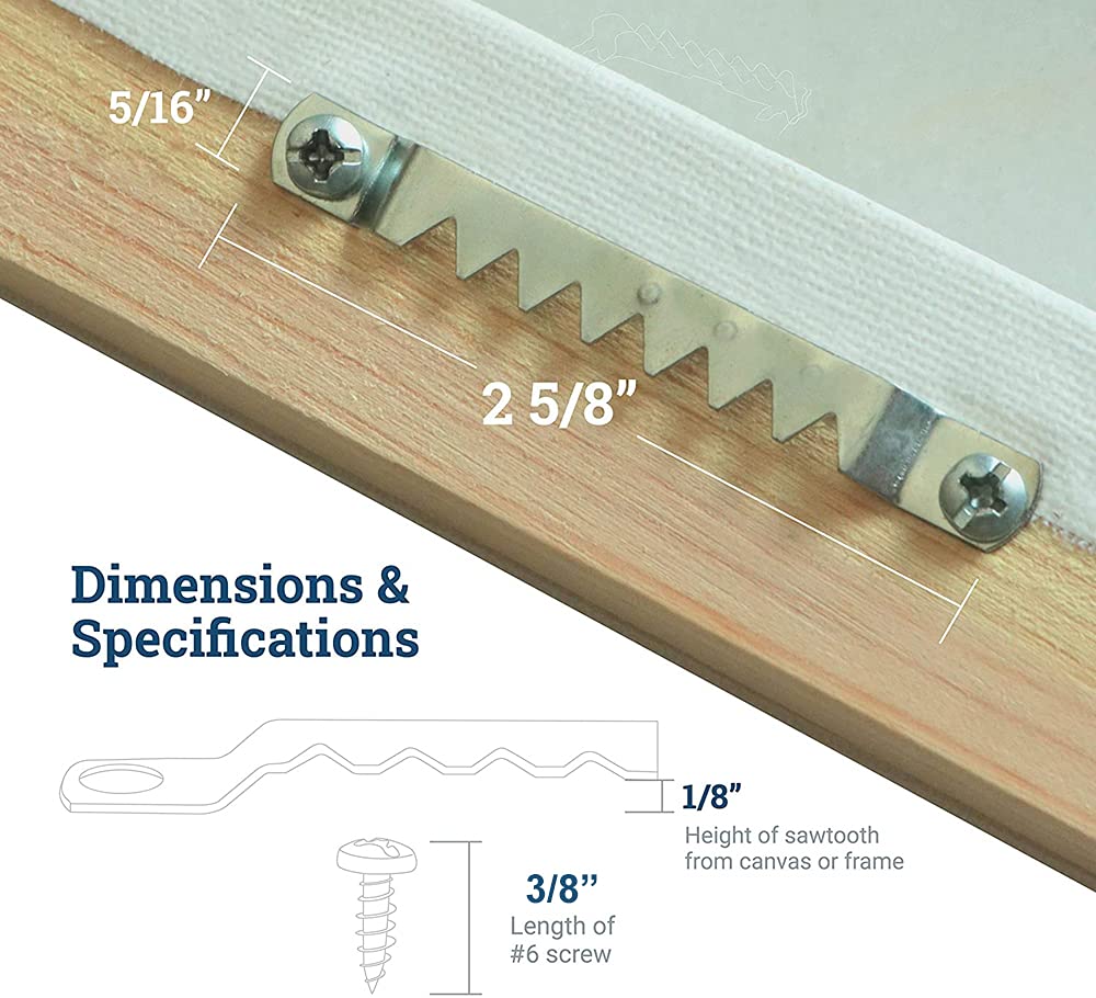 10 Pack - Large Sawtooth Hangers with Screws - Canvas Hanger - Sawtooth Hanger