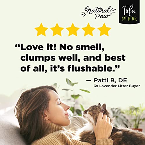 Natural Paw Tofu Cat Litter Lightweight Case of 4, Natural Odor Control Kitty Litter, 99.9% Dust Free, Fast Clumping Multi-Cat, Fast Acting Super Absorbing, Silica Free, Flushable, Unscented 18 Lb