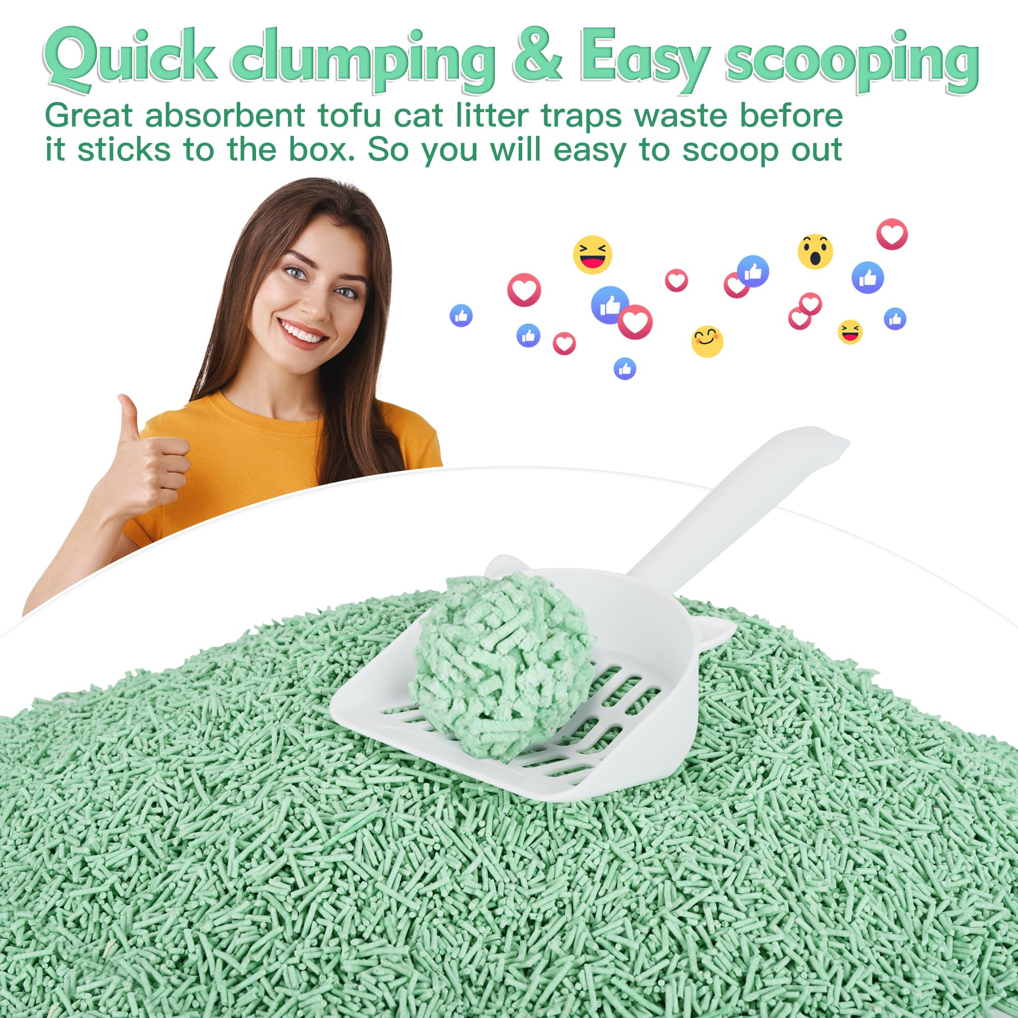 YODUPES Cat Litter, Lightweight Natural Tofu Clumping Cat Litter Odor Control 99.9% DustFree, Flushable Low Tracking, 10.6 LB Total, Pack of 2