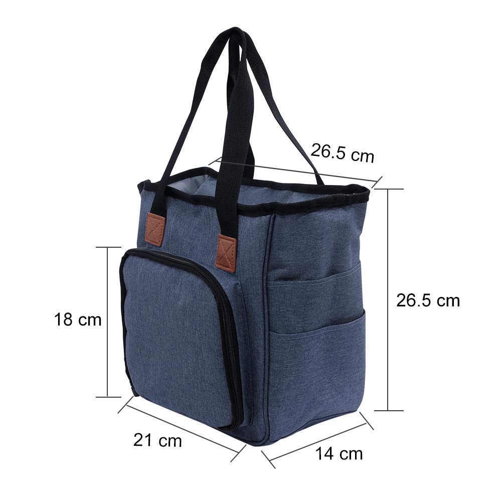 SumDirect Yarn Bag, Knitting Organizer Tote Bag Portable Storage Bag for Yarns, Carrying Projects, Knitting Needles, Crochet Hooks, Manuals and Other Accessories (Blue)