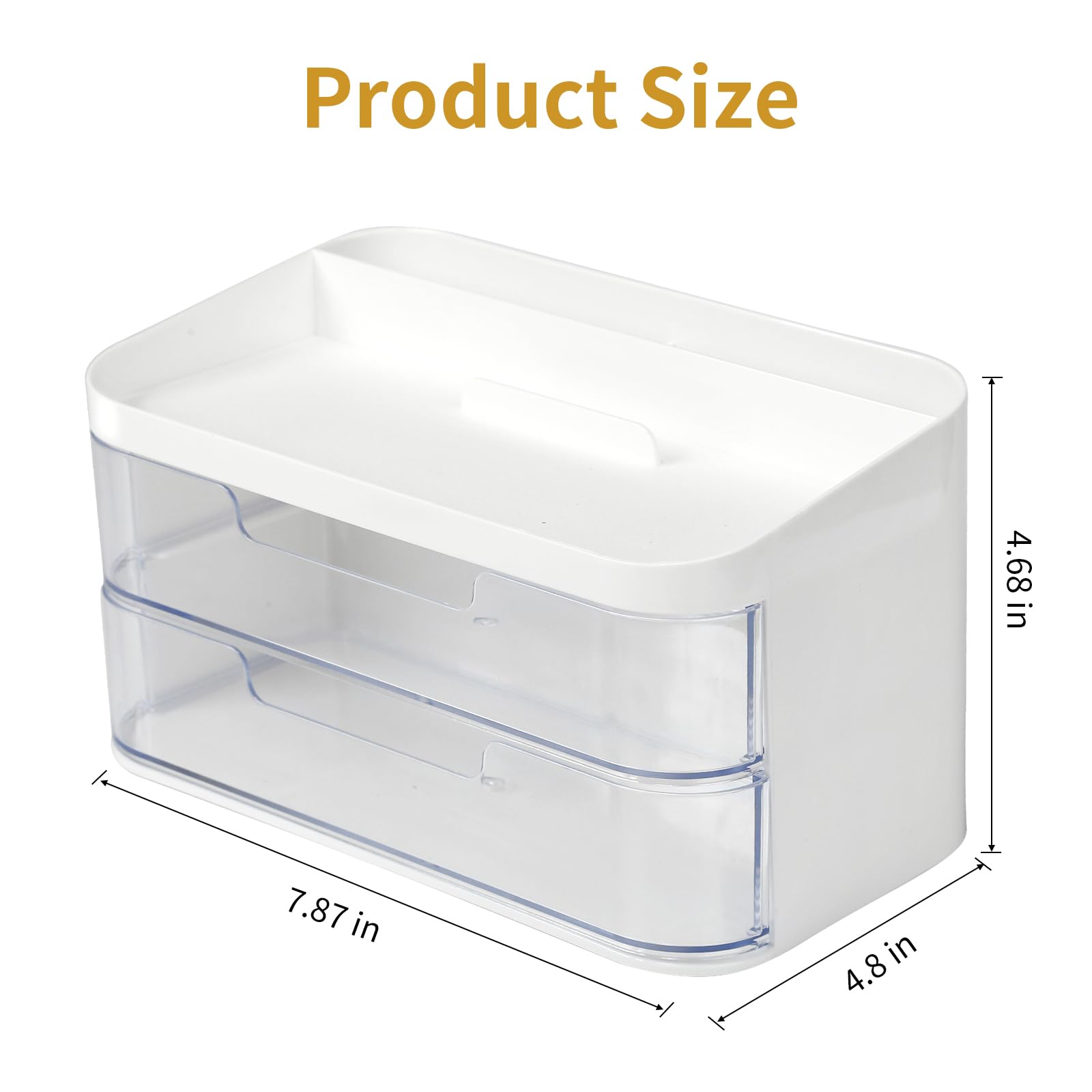 DOCMON Desk Organizer with 2 Drawers, Cute Pen Pencil Holder for Desk, Makeup Brush Holder Organizer for Vanity Home Office School
