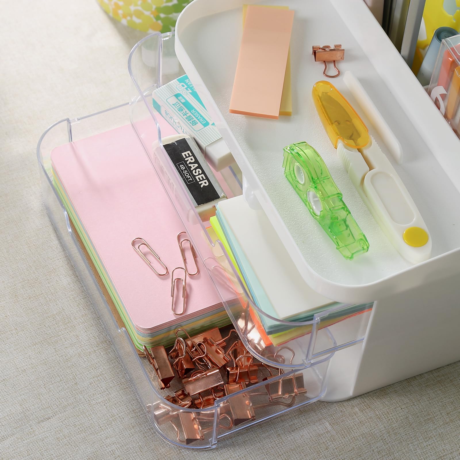 DOCMON Desk Organizer with 2 Drawers, Cute Pen Pencil Holder for Desk, Makeup Brush Holder Organizer for Vanity Home Office School