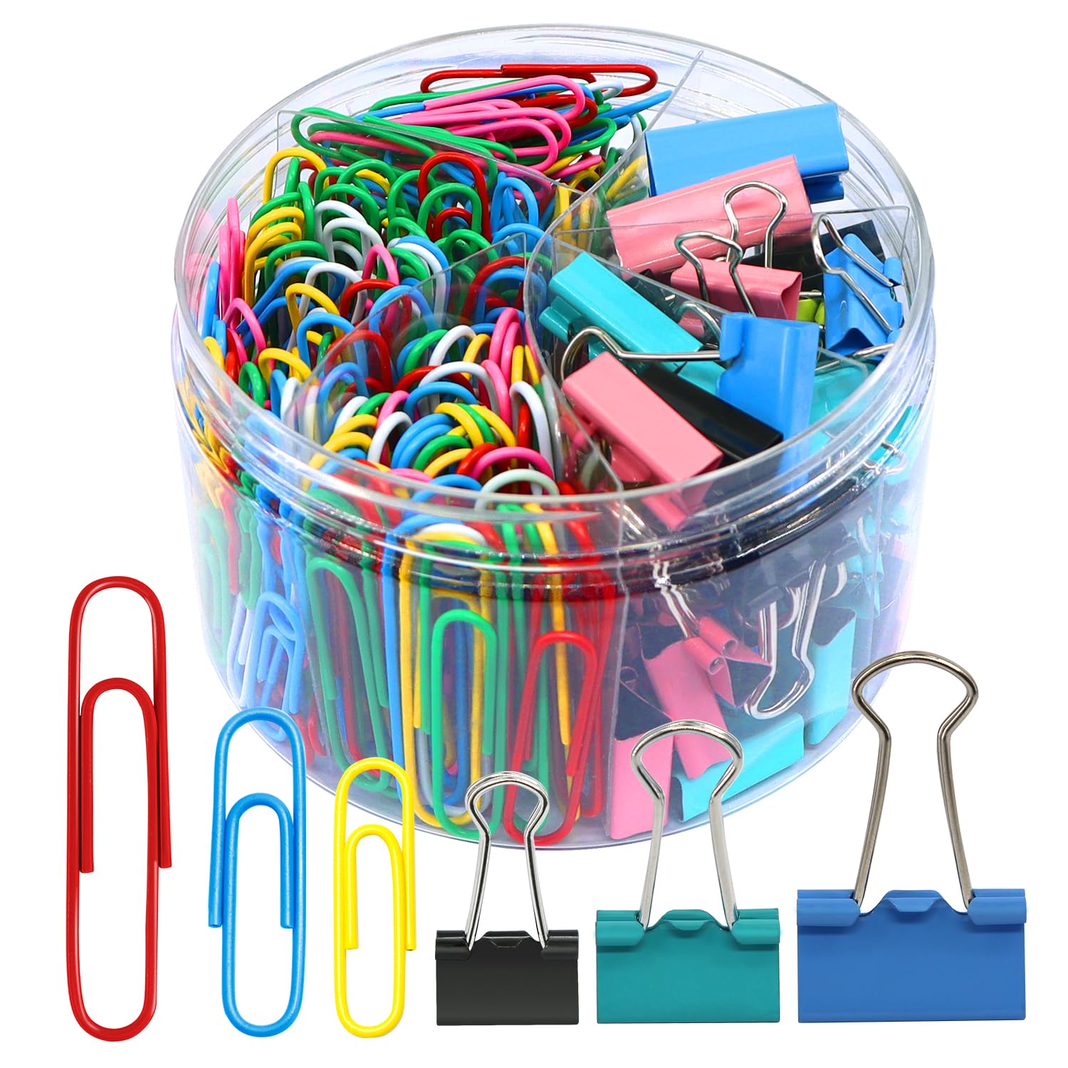 Paper Clips Binder Clips, 340PCS Paper Clips and Binder Clips Assorted Sizes, Colored Paper Clips Large and Medium, Binder Clips Medium, Small and Mini for Home Office School Document Organizing