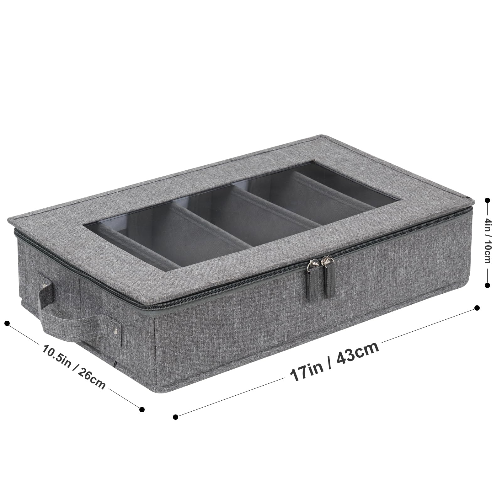 Flatware Utensil Storage Case, Silverware Storage Box Chest with Adjustable Dividers, Cutlery Storage Holder with Zipper Lid for Organizing Cutlery, Flatware, Knives, Large Capacity Gray