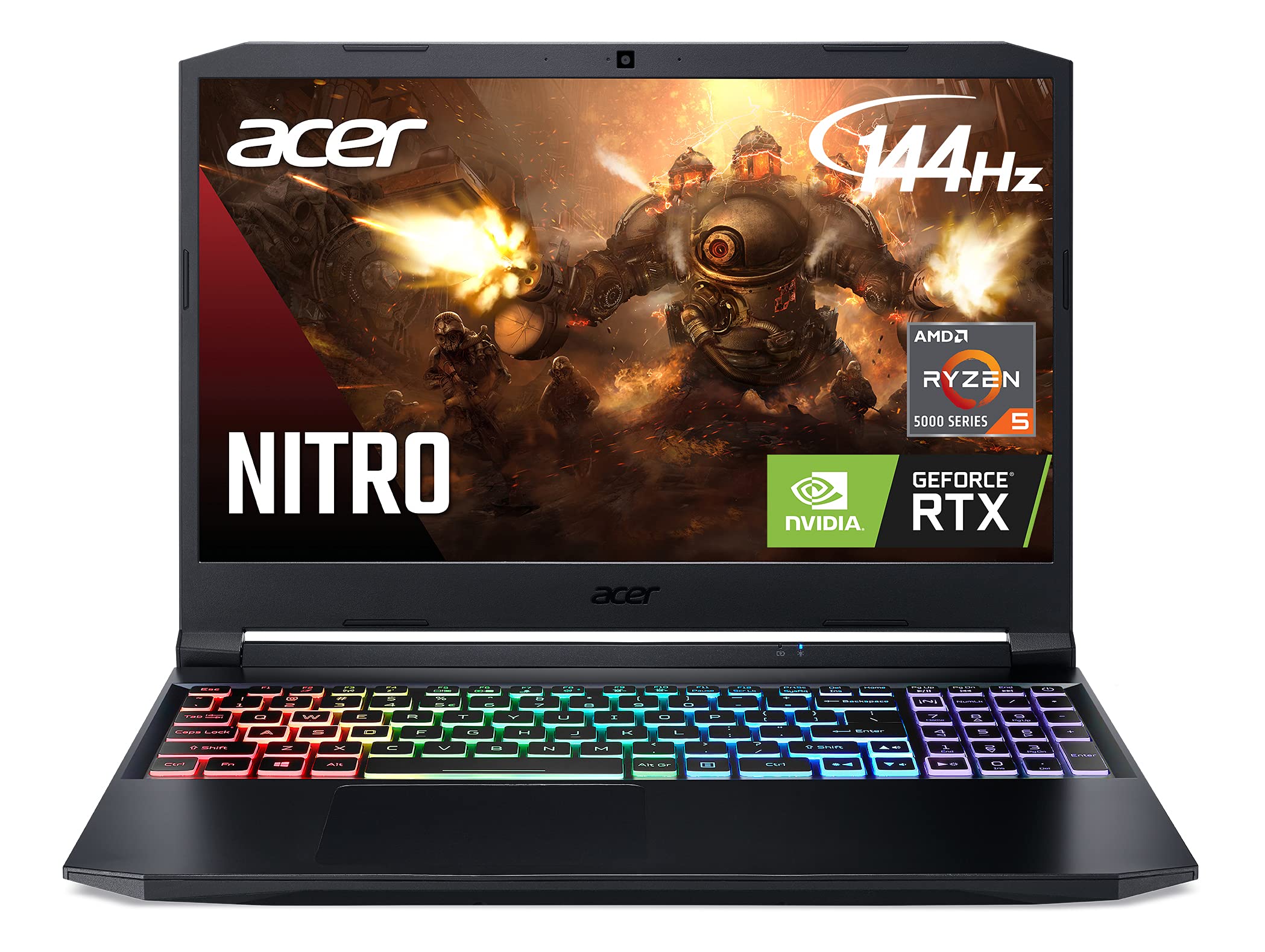 Acer Nitro 5 AN515-45-R21A Gaming Laptop, AMD Ryzen 5 5600H Hexa-Core Processor | NVIDIA GeForce RTX 3060 GPU | 15.6" FHD 144Hz IPS Display | 16GB DDR4 | 512GB NVMe SSD | WiFi 6 | RGB Keyboard