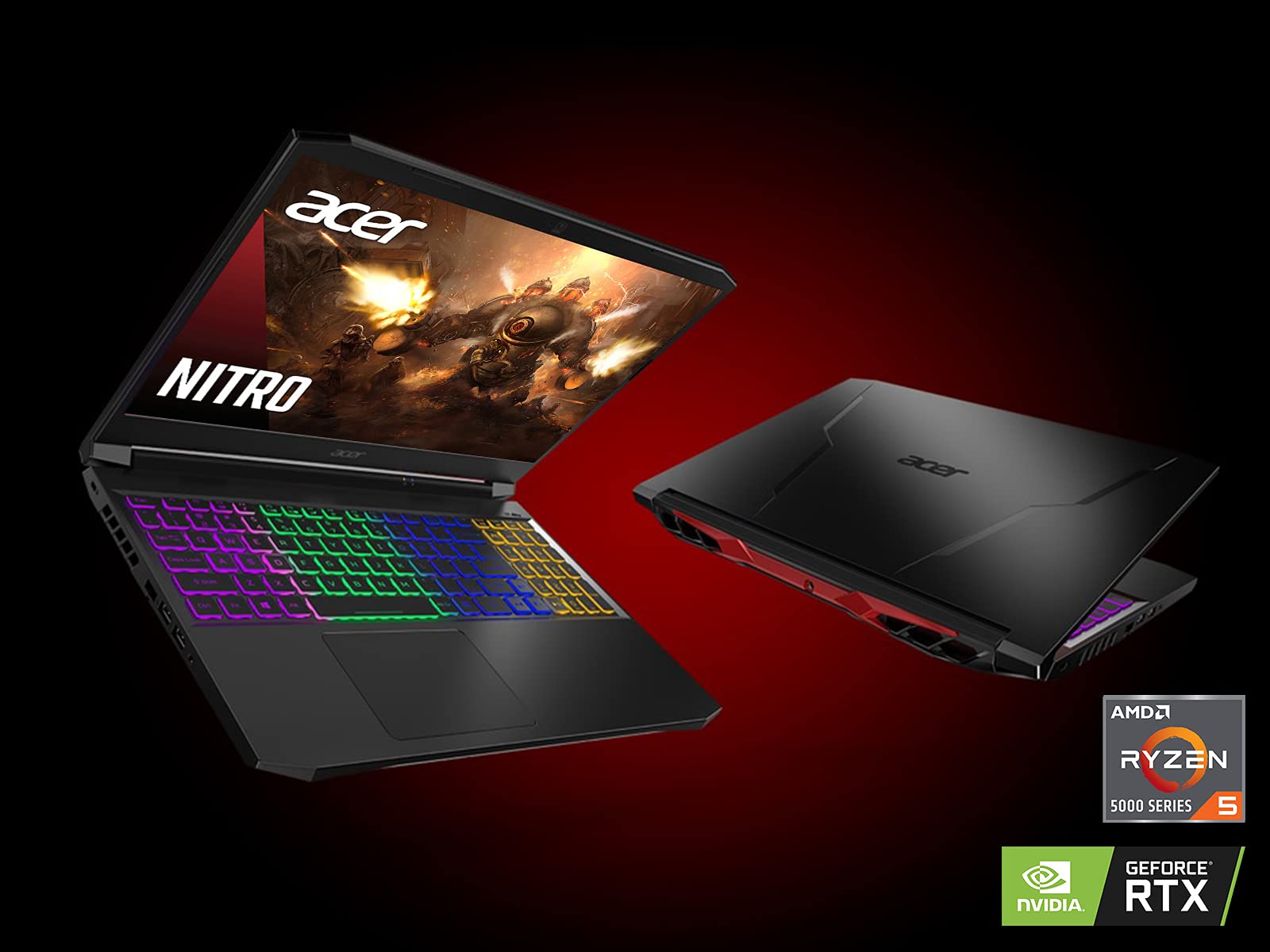 Acer Nitro 5 AN515-45-R21A Gaming Laptop, AMD Ryzen 5 5600H Hexa-Core Processor | NVIDIA GeForce RTX 3060 GPU | 15.6" FHD 144Hz IPS Display | 16GB DDR4 | 512GB NVMe SSD | WiFi 6 | RGB Keyboard