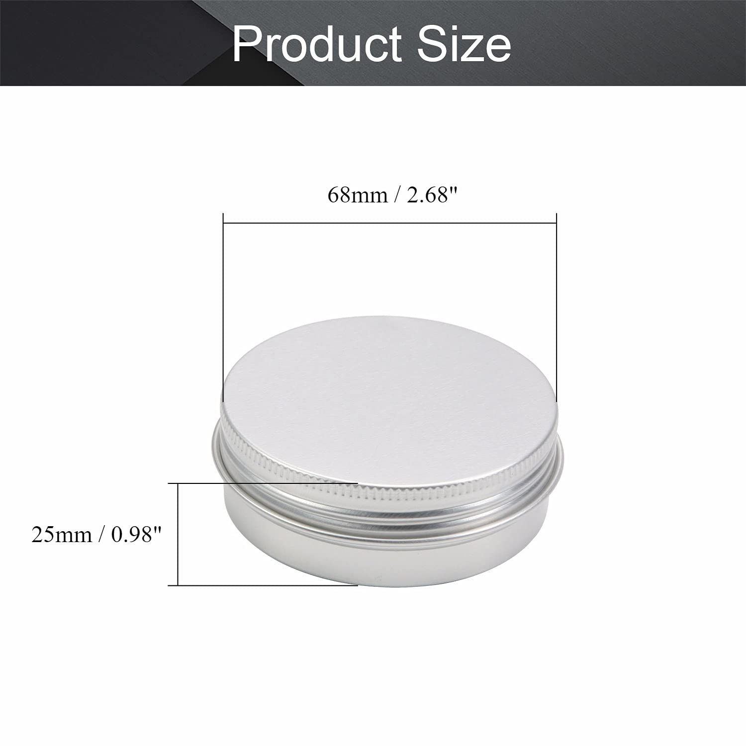 Othmro 5pcs 2oz Metal Round Tins Aluminum Tin Cans Containers with Screw Lid, 68*25mm(DxH) Silver tin cans for Salve, Spices, Lip Balm, Tea or Candies 60ml