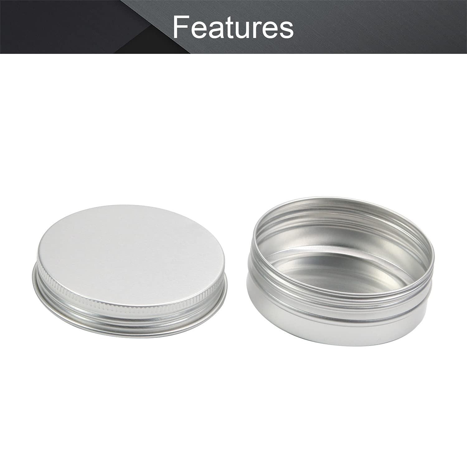 Othmro 5pcs 2oz Metal Round Tins Aluminum Tin Cans Containers with Screw Lid, 68*25mm(DxH) Silver tin cans for Salve, Spices, Lip Balm, Tea or Candies 60ml