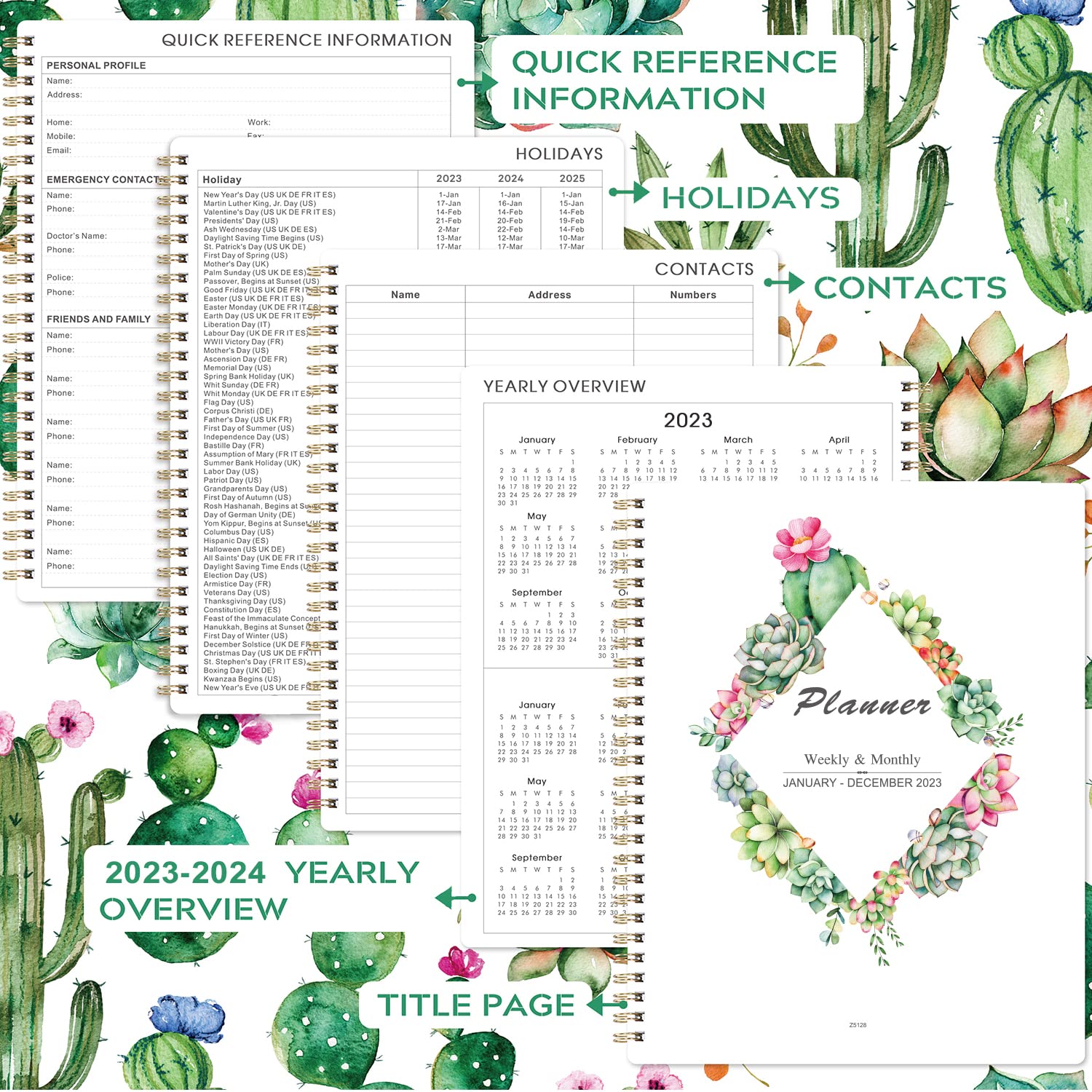 2023 Planner - Planner 2023, 2023 Planner Weekly and Monthly with Printed Tabs, Jan. 2023-Dec. 2023, 8'' × 10'', Monthly Printed Tabs, Twin-Wire Binding, Perfect for Home Office Using