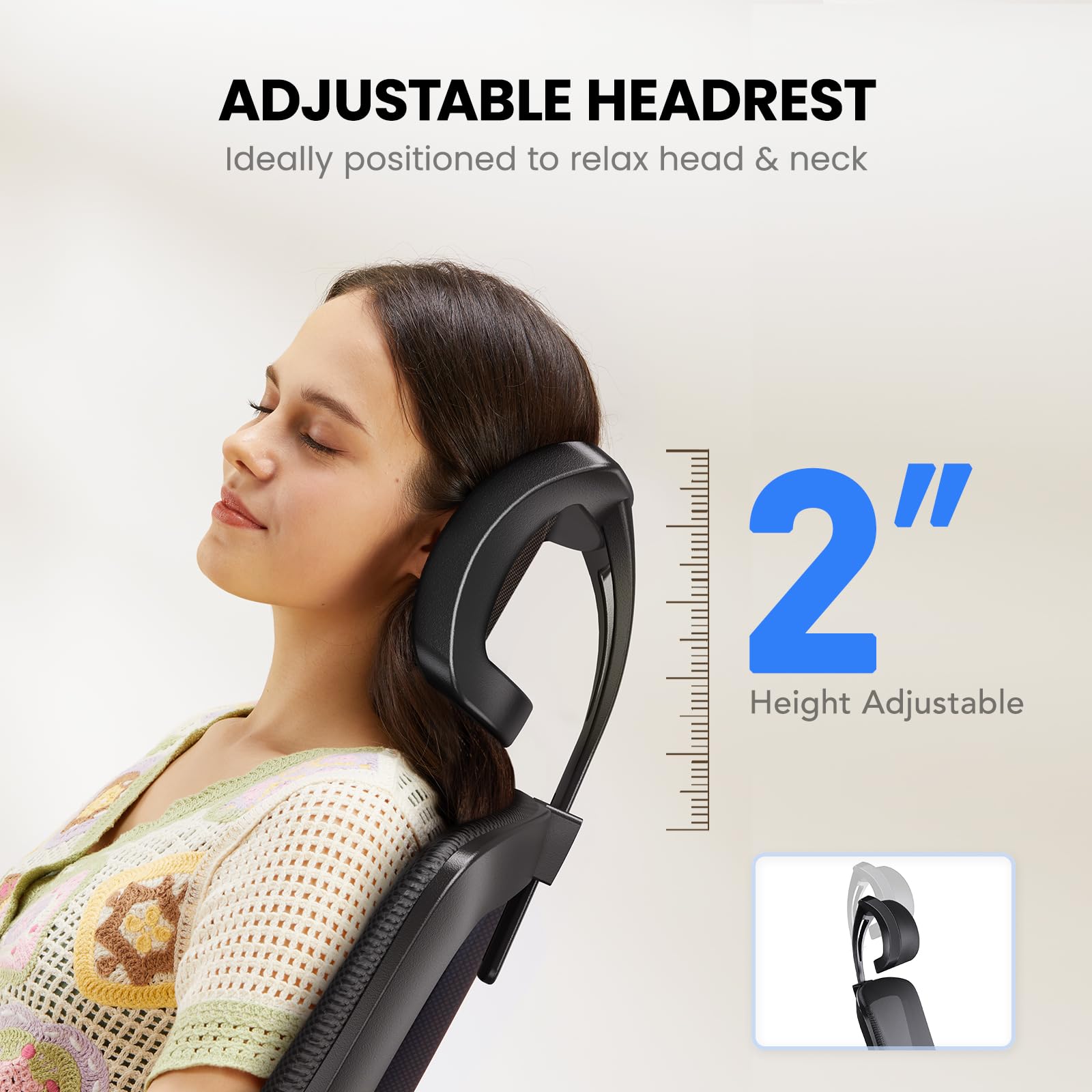 NOBLEWELL Office Chair Ergonomic Office Chair with Large Seat, Lumbar Support Computer Chair, Desk Chair with Adjustable Headrest, Armrest
