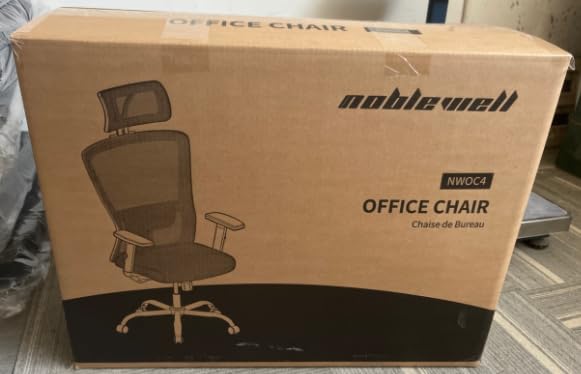 NOBLEWELL Office Chair Ergonomic Office Chair with Large Seat, Lumbar Support Computer Chair, Desk Chair with Adjustable Headrest, Armrest