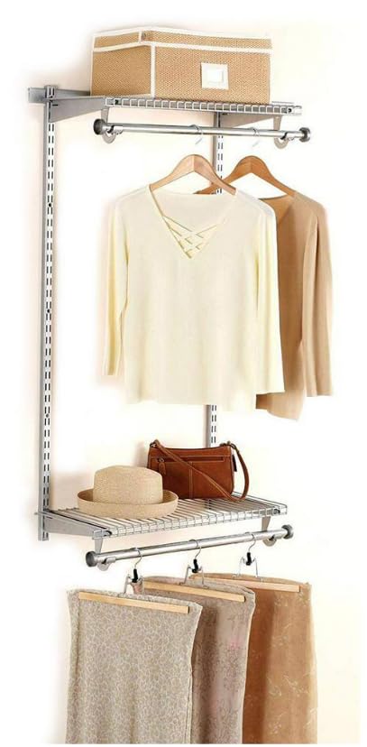 Rubbermaid Configurations Custom Add On Closet Shelving & Closet Organizer Kit, 48-Inch, Titanium, Organization/Storage for Clothes/Shoes/Jackets/Purse