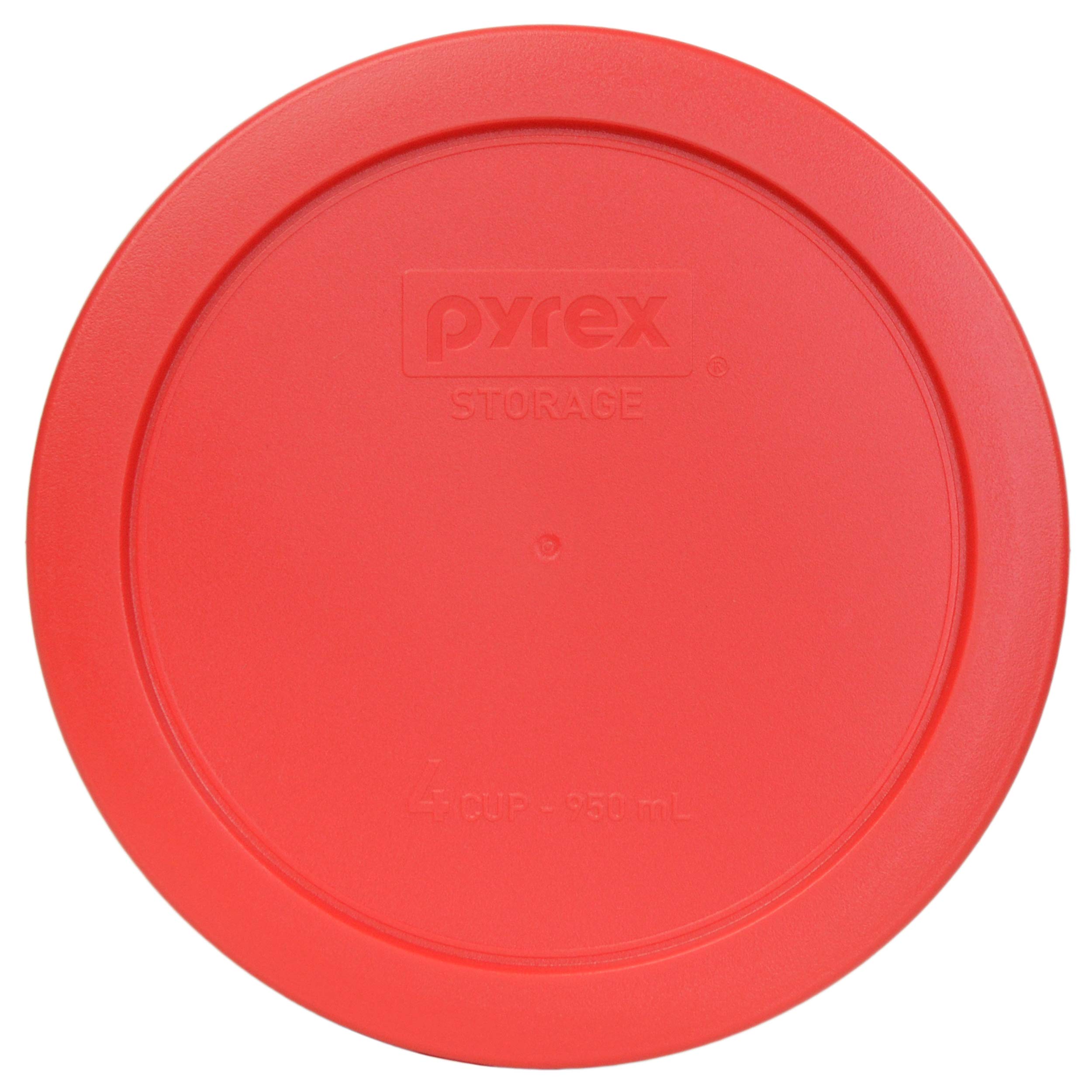 Pyrex 7201-PC Round Red 6.5" 4 Cup Lid for Glass Bowl 4 Pack