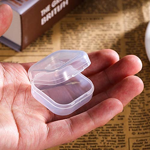 SATINIOR 12 Pack Clear Plastic Beads Storage Containers Box with Hinged Lid for Beads and More(1.37 x 1.37 x 0.7 Inch)