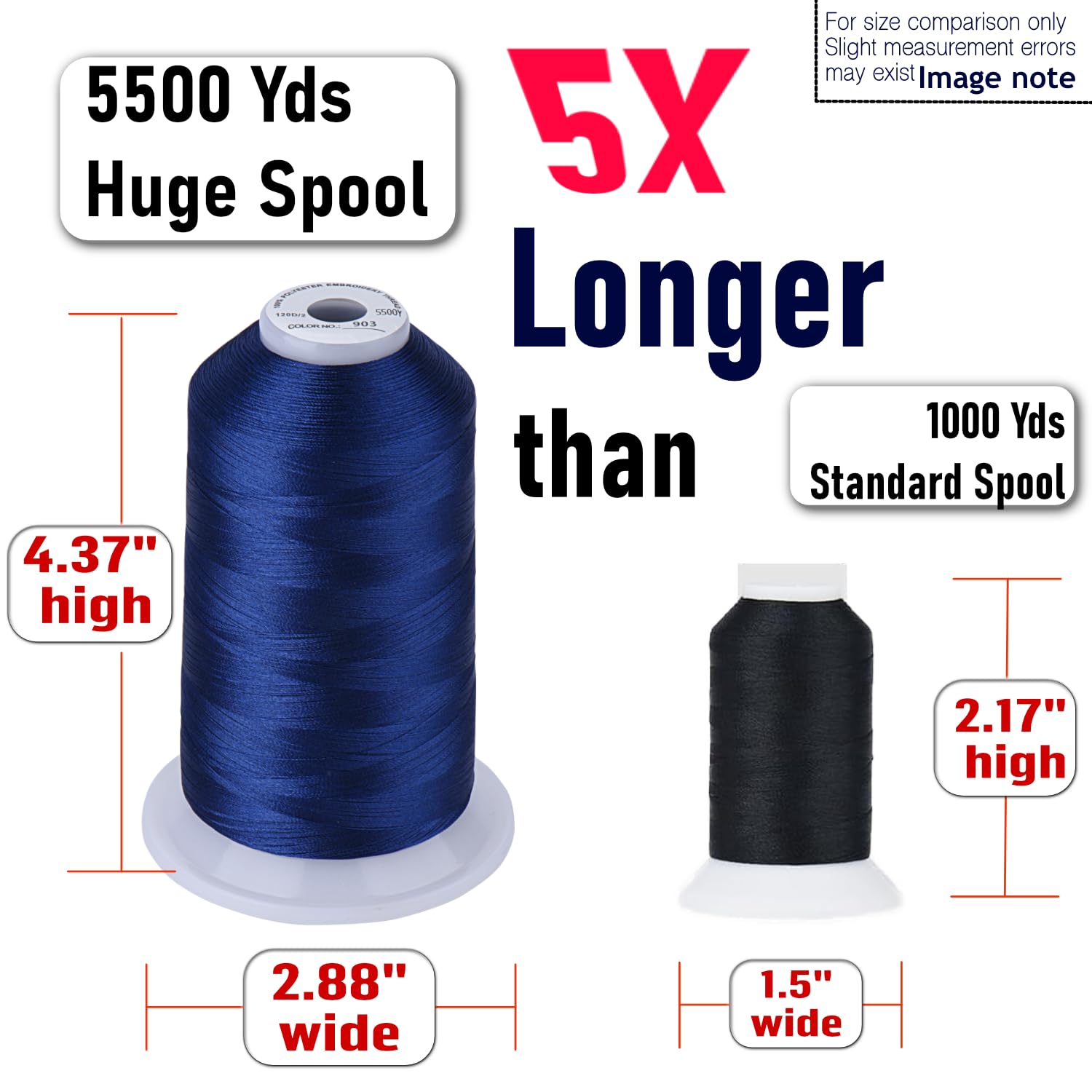 Simthread Embroidery Thread 5500 Yards Black 900, 40wt 100% Polyester for Brother, Babylock, Janome, Singer, Pfaff, Husqvarna, Bernina Machine