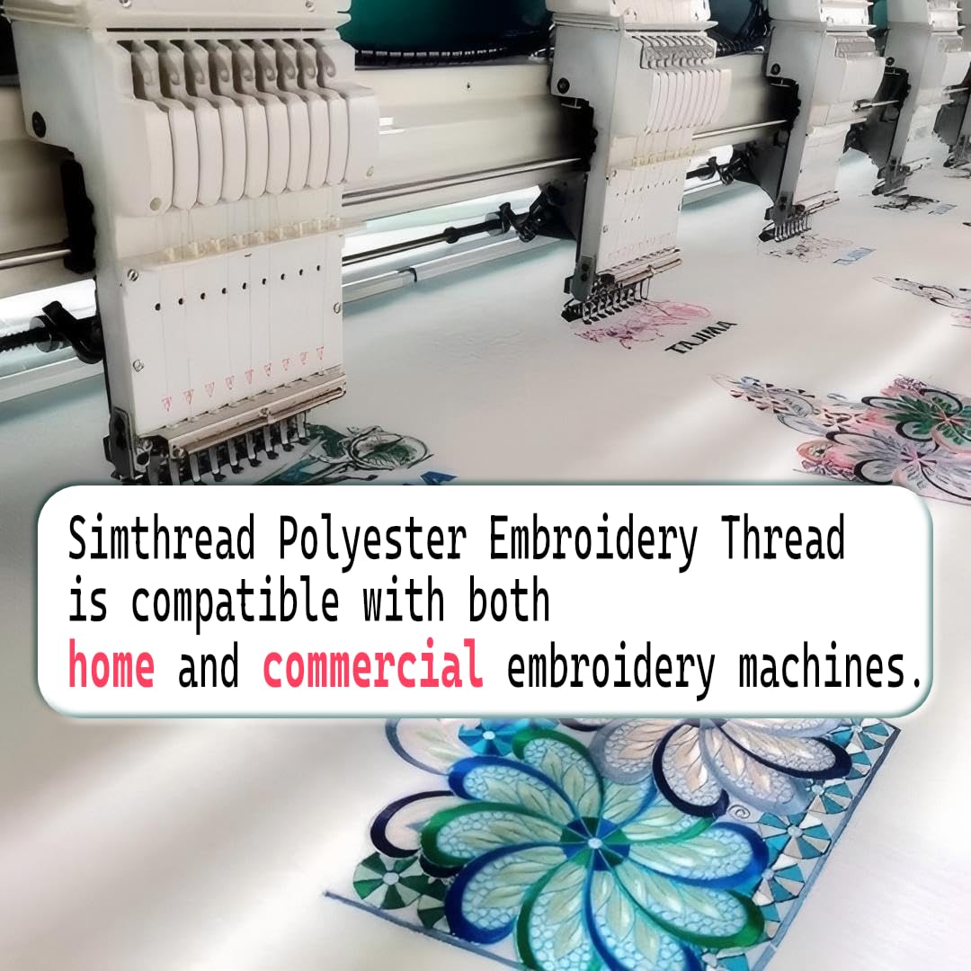 Simthread Embroidery Thread 5500 Yards Black 900, 40wt 100% Polyester for Brother, Babylock, Janome, Singer, Pfaff, Husqvarna, Bernina Machine