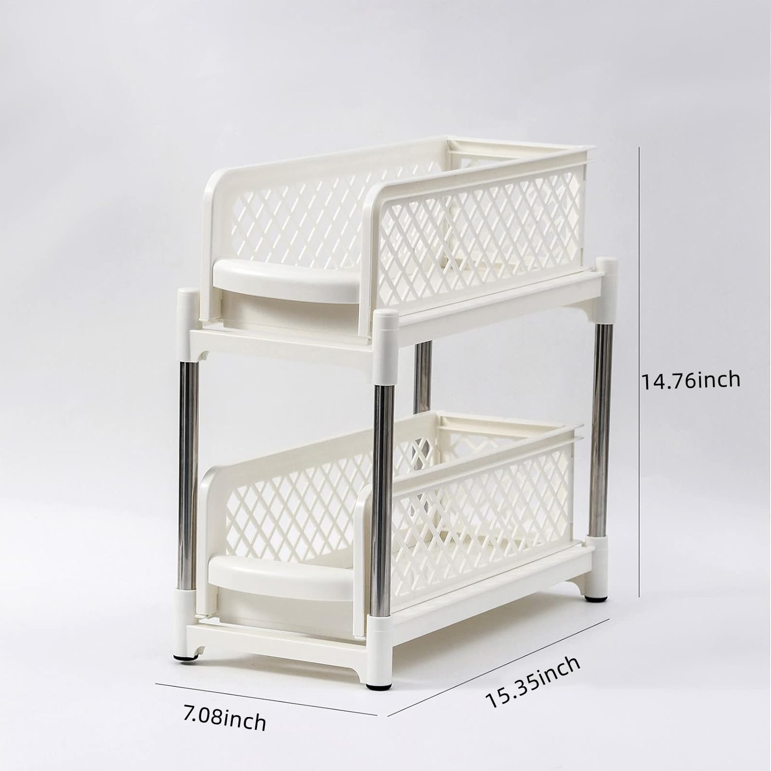 Sunview 2Pack Under Sink Organizers and Storage,2 Tier Pull Out Cabinet Organizer,Sliding Cabinet Organizers with Storage Drawers for Bathroom Kitchen Countertop Narrow Space