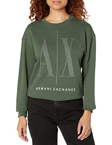 A|X ARMANI EXCHANGE Women's Studded Icon Sweatshirt, Negative, XS