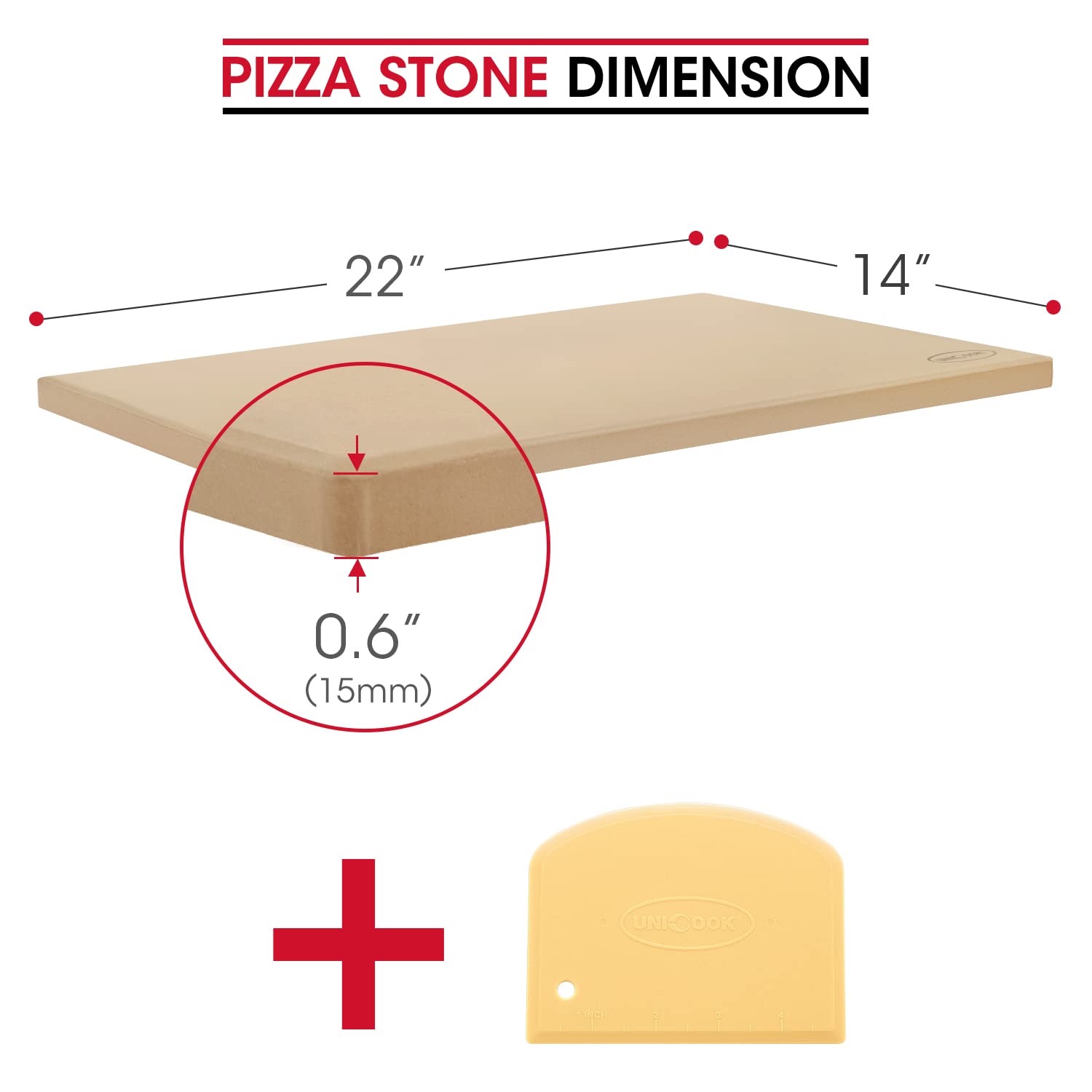 Unicook Extra Large Pizza Stone 22 Inch, Durable Rectangular Baking Stone 22" x 14", Industrial Commercial Home Oven Pan, Thermal Shock Resistant, Ideal for Grilling Baking Several Pizzas Bread