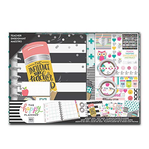 me & my BIG ideas The Happy Planner Box Kit - Never Be Erased Theme - August 2019 to July 2020 - Monthly Layout - 1 Folder, 13 Dividers, 89 Stickers, 3 Sticky Note Pads, 2 Rolls Washi Tape - Big Size