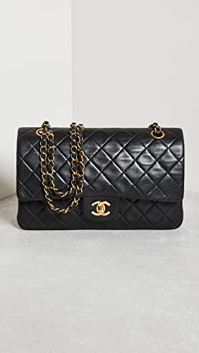 CHANEL Women's Pre-Loved Black Lambskin 2.55 10" Shoulder Bag, Black, One Size