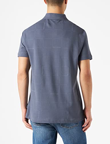 A|X ARMANI EXCHANGE Men's Stretch Pique Grid Print Logo Polo, Grisaille, M