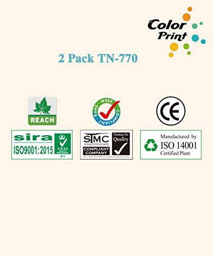 2-Pack ColorPrint Compatible TN770 Toner Cartridge High Yield Replacement for Brother TN-770 TN 770 Work with HL-L2370DW HL-L2370DW XL MFC-L2750DW MFC-L2750DWXL HL L2370DW MFC L2750DW Laser Printer