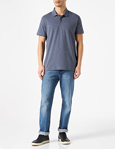 A|X ARMANI EXCHANGE Men's Stretch Pique Grid Print Logo Polo, Grisaille, M