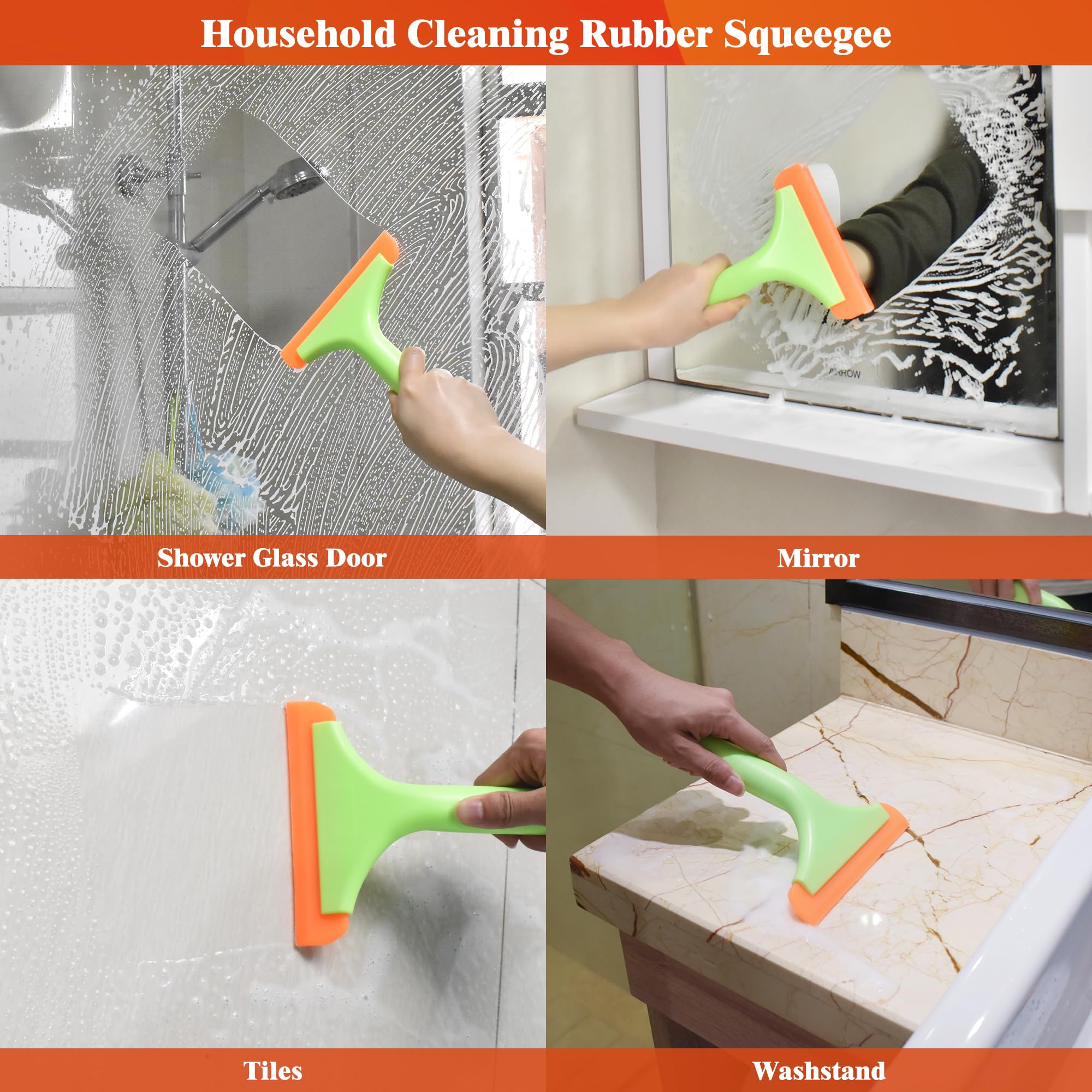 Wigoo Flexible Silicone Squeegee,All-Purpose Small Squeegee,Window Squeegee,Shower Squeegee for Glass Doors,Car Windshield,Mirror,Auto Water Blade Household Squeegees Long Handle Window Tint Squeegee
