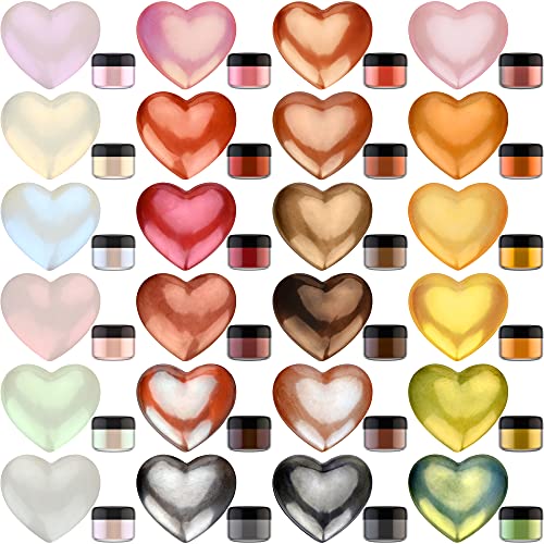 Metallic Pigment Powder - 24 Color Epoxy Resin Pigment Fine Powder for Resin Artwork, Painting - Shimmer Metal Color Dye Mica Powder for Slime, Soap Making, Polymer Clay and DIY Crafts - 5g Each