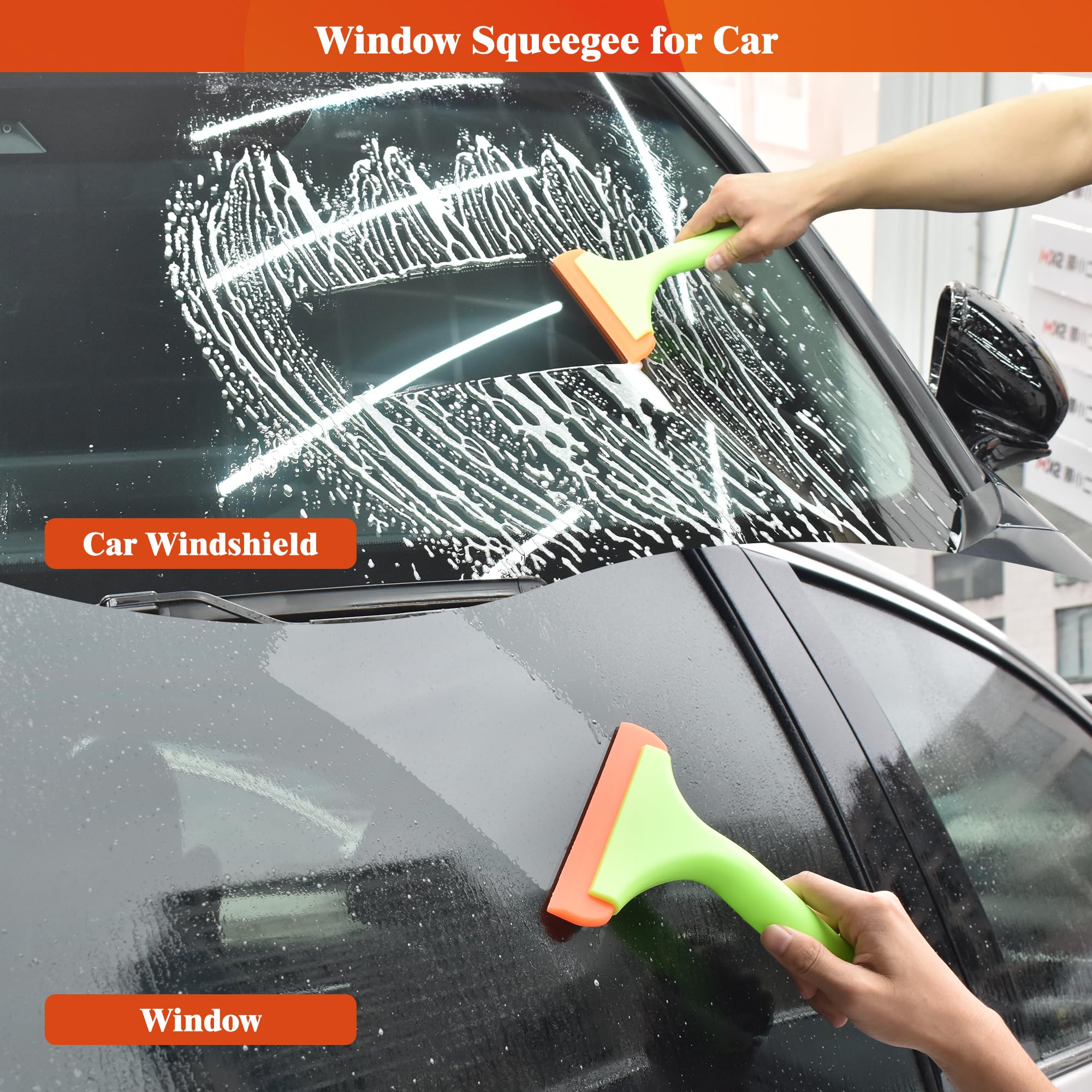 Wigoo Flexible Silicone Squeegee,All-Purpose Small Squeegee,Window Squeegee,Shower Squeegee for Glass Doors,Car Windshield,Mirror,Auto Water Blade Household Squeegees Long Handle Window Tint Squeegee