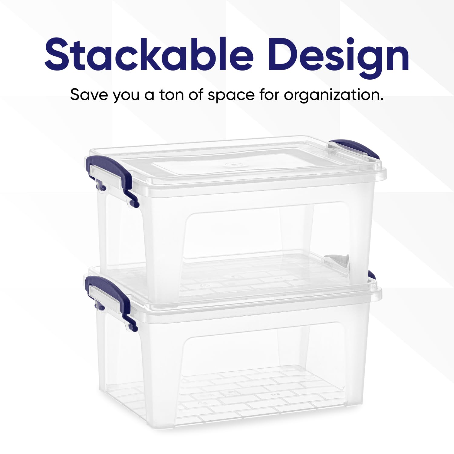 Superio Mini Storage Bins with Lids- Clear Boxes for Organizing, Stackable Plastic Containers- BPA Free, Non-Toxic, Odor Free, Organizer for Home, Office, Dorm, 3 Qt, 3 Pack
