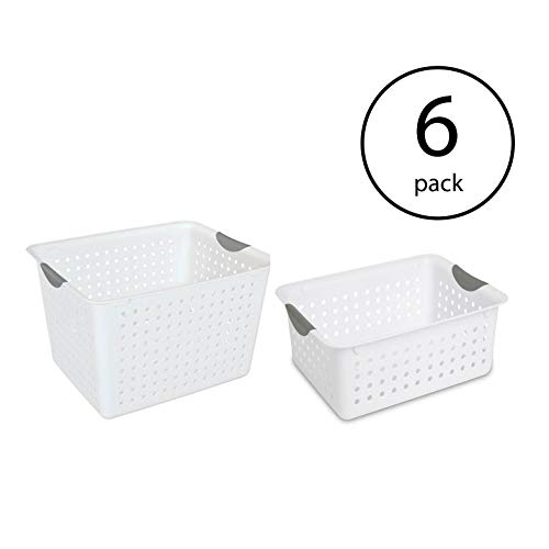 Sterilite Deep & Medium Ultra Plastic Storage Bin Organizer Basket Pair (6 Pack)