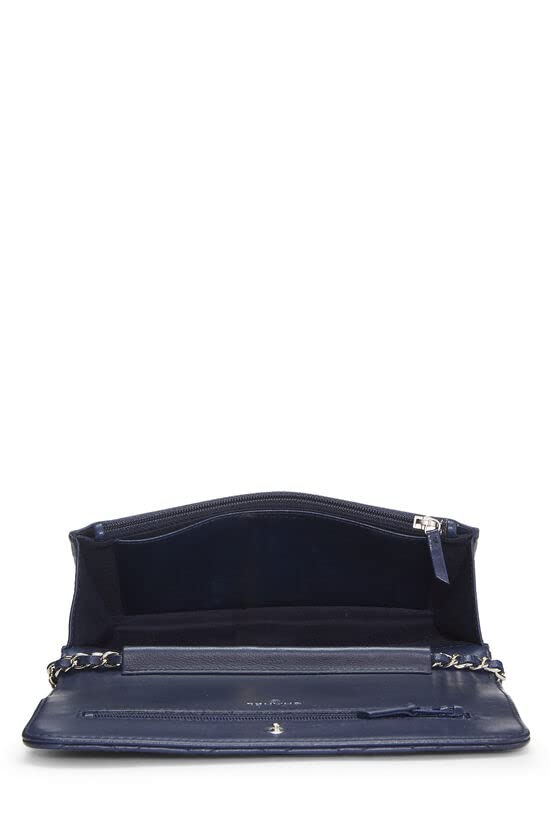 CHANEL, Pre-Loved Navy Quilted Lambskin CC Diamond Wallet on Chain (WOC), Navy