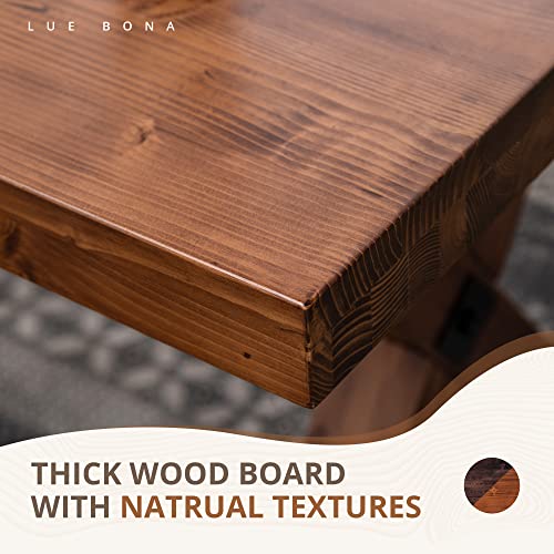 LUE BONA 71 inch Dining Table for 6-8, Solid Wood Farmhouse Kitchen Table with Natural Wood Grain, Heavy Duty Rectangular Kitchen Dining Table for Home and Dining Room, Light Brown