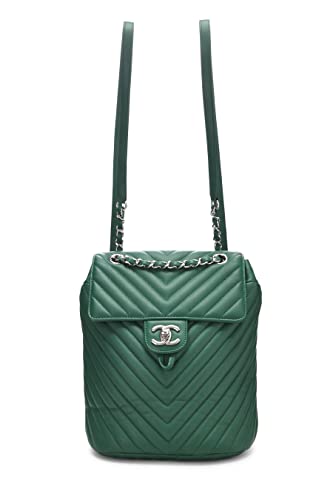 Chanel, Pre-Loved Green Chevron Lambskin Urban Spirit Backpack Small, Green