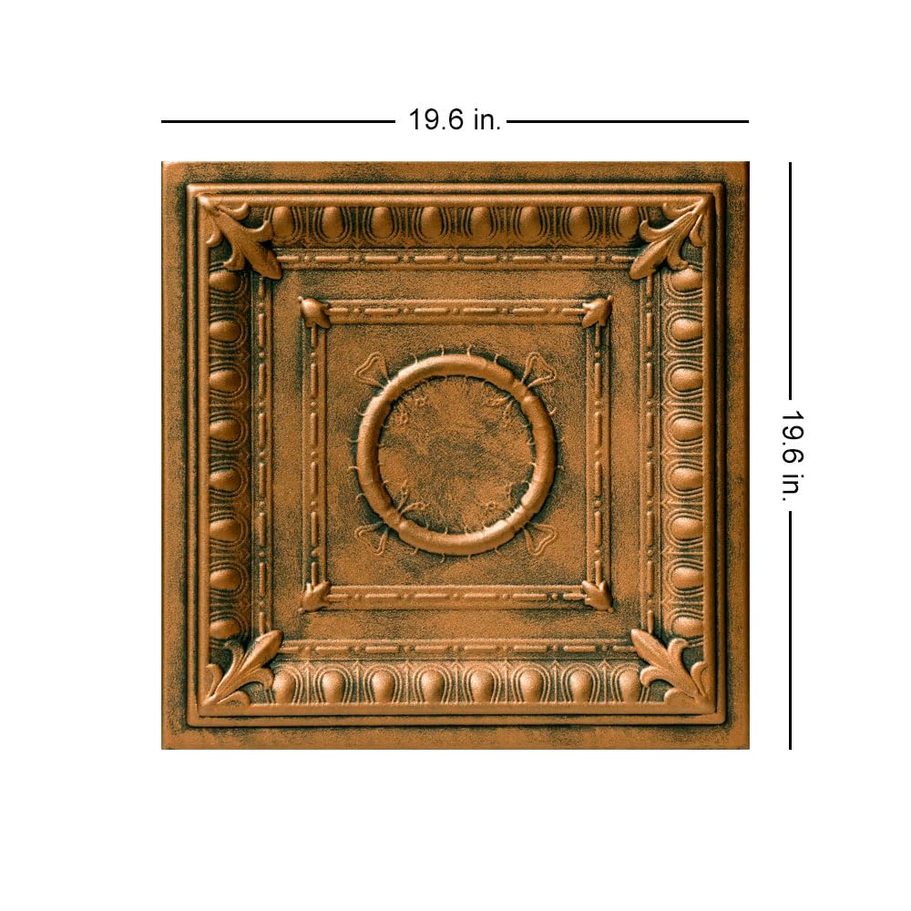 A La Maison Ceilings R47 Romanesque Wreath Foam Glue-up Ceiling Tile (21.6 sq. ft./Case), Pack of 8, Antique Bronze