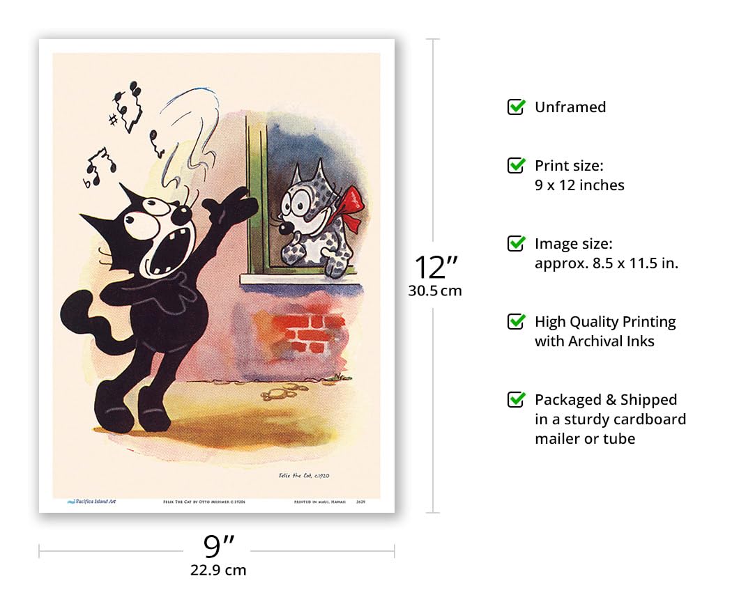 Felix The Cat - Vintage Cartoon by Otto Messmer c.1920s - Master Art Print (Unframed) 9in x 12in